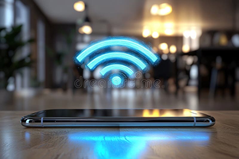 Wi-Fi Symbol Sign Above Smartphone. Wireless Internet ,network ...