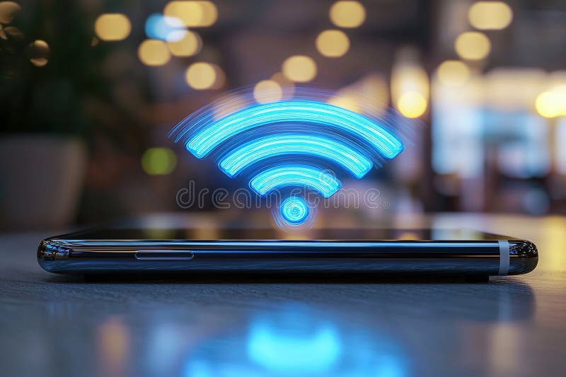 Wi-Fi Symbol Sign Above Smartphone. Wireless Internet ,network ...