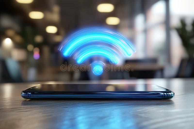 Wi-Fi Symbol Sign Above Smartphone. Wireless Internet ,network ...