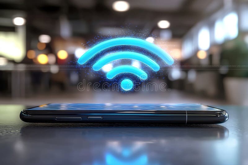 Wi-Fi Symbol Sign Above Smartphone. Wireless Internet ,network ...