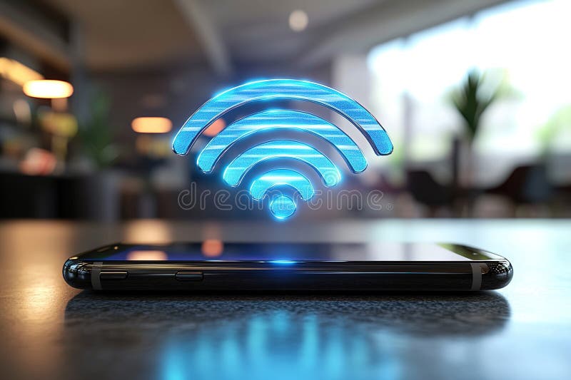Wi-Fi Symbol Sign Above Smartphone. Wireless Internet ,network ...