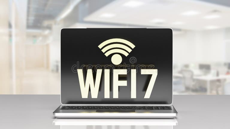 The Wi Fi 7 Text for Technology Concept 3d Rendering Stock Illustration ...