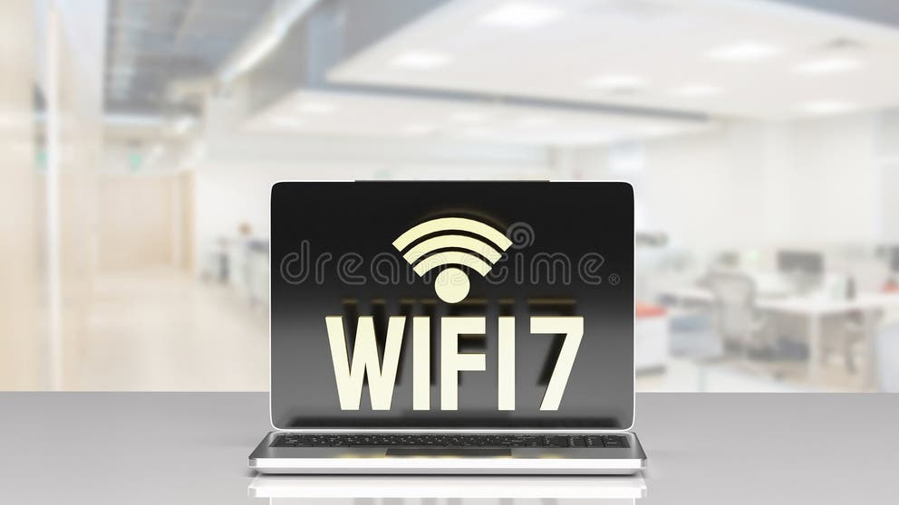 The Wi Fi 7 Text for Technology Concept 3d Rendering Stock Illustration ...
