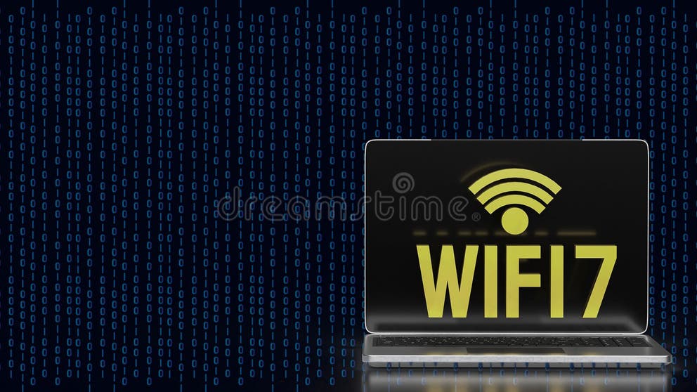 The Wi Fi 7 Text for Technology Concept 3d Rendering Stock Illustration ...