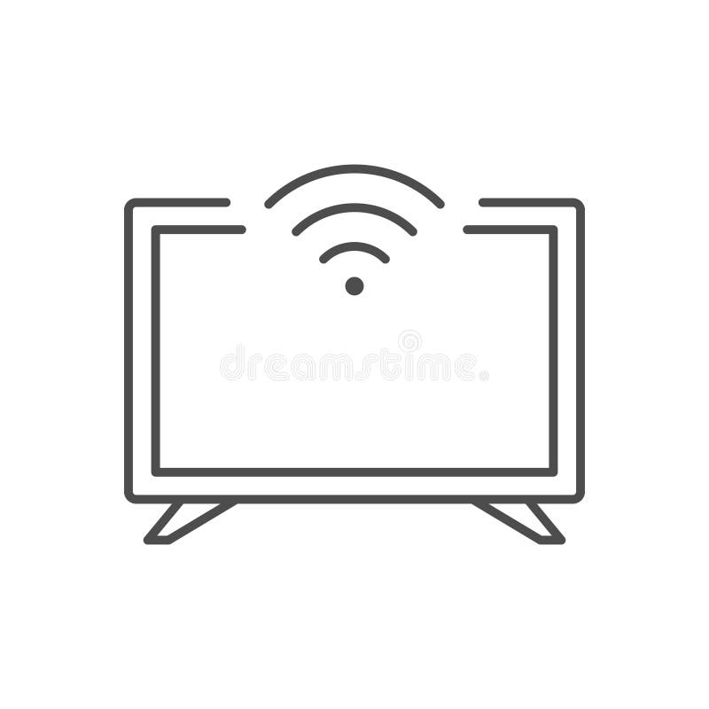 Wi Fi TV line outline icon stock vector. Illustration of router - 246970816