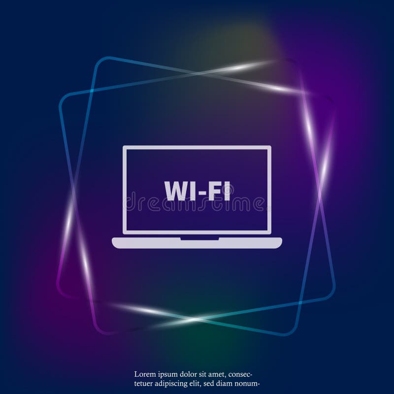 Wi-Fi Vector Neon Light Icon. Wi-Fi on Computer Illustration Stock ...