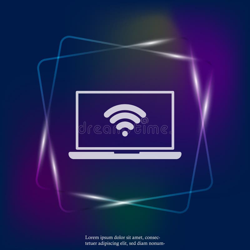 Wi-Fi Vector Neon Light Icon. Wi-Fi on Computer Illustration Stock ...
