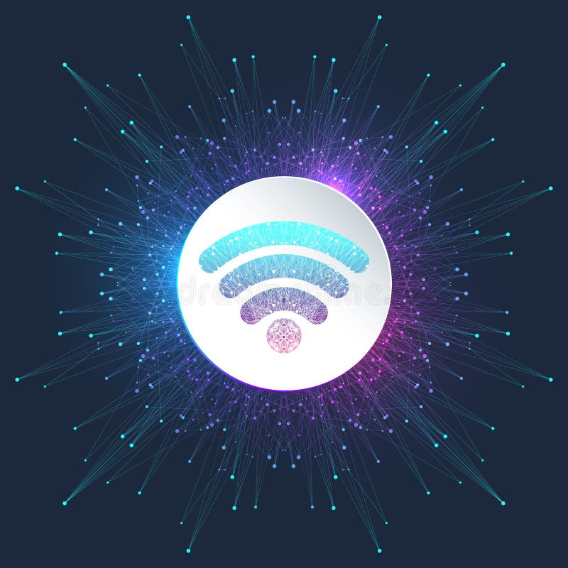 Wi-Fi Wireless Connection Concept. Wireless Wi-Fi Icon Sign for Remote ...
