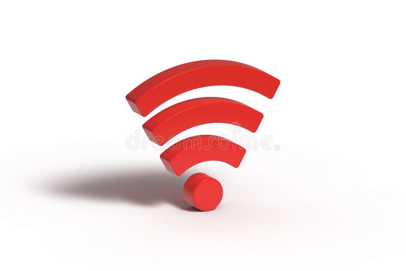 Wi-Fi Wireless Network Red Symbol, 3d Rendering Isolated on White ...