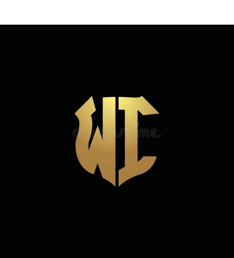 WI Logo Monogram with Gold Colors and Shield Shape Design Template ...