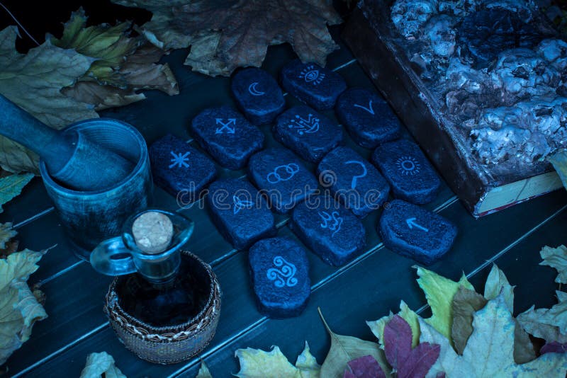 Wicca divination runes stock image. Image of evil, energy - 260014409