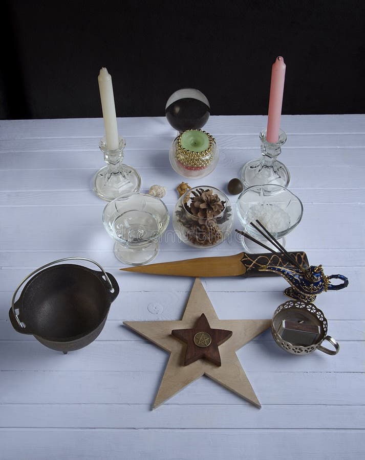Wiccan altar for Yule stock image. Image of black, natural - 112314683