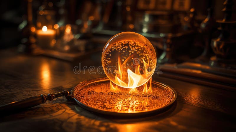 Wick magnifying glass fire stock illustration. Illustration of ...