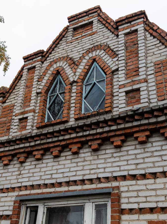 Wicked Brickwork House Design Made of White and Red Bricks Stock Image ...