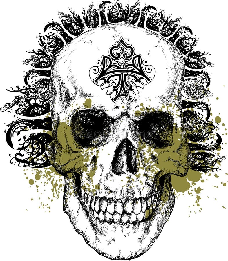 Wicked Tribal Punk Skull Illustration Stock Vector - Illustration of ...