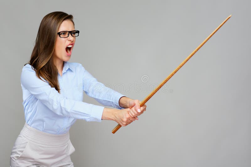 Wicked Woman Teacher Screams, Holding Pointer Wand. Stock Image - Image ... Wicked Woman Teacher Screams, Holding Pointer Wand. Stock Image - Image ...