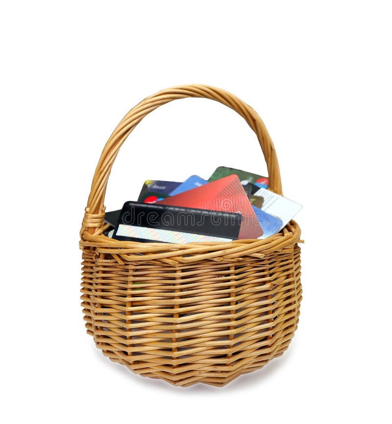 Wicker Basket with Bank Credit Cards Stock Photo - Image of personal ...