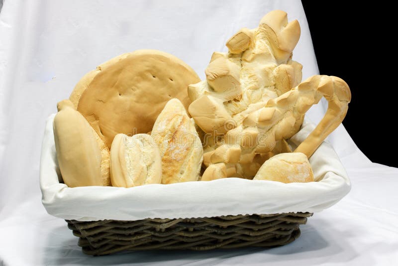 Wicker Basket with Different Types of Bread Stock Image - Image of ...