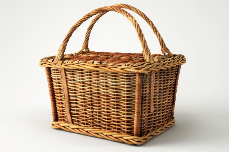Wicker Basket with Handle stock image. Image of container - 383075587