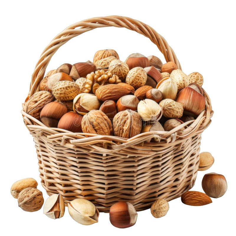 Wicker Basket Overflowing with a Variety of Nuts Stock Image ...