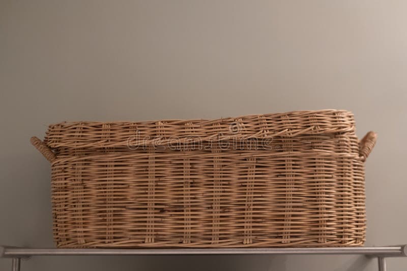 Wicker Basket on Shelf of Rack Stock Image - Image of handmade, relax ...