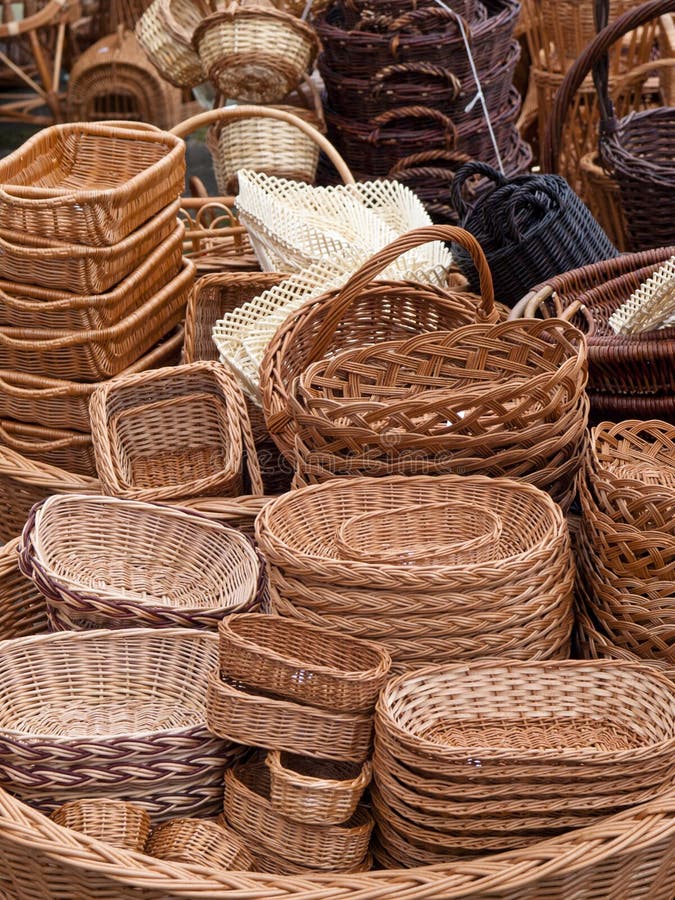 Wicker baskets stock image. Image of crafts, brown, shop - 24165101