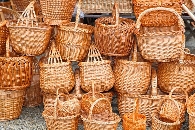 Wicker baskets stock image. Image of brown, craft, reed - 26146707