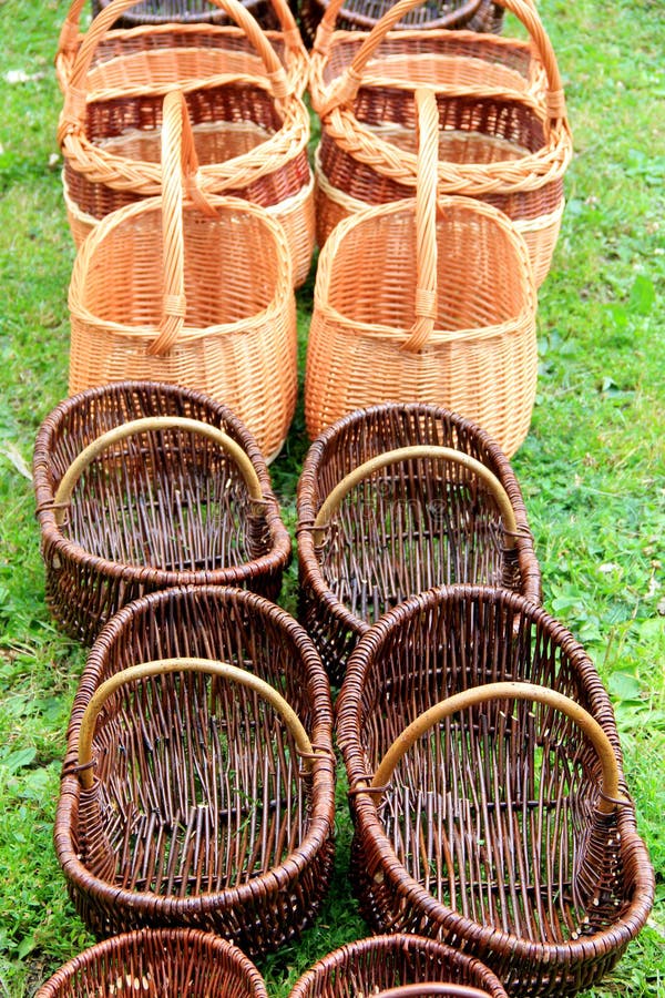 Wicker baskets one stock photo. Image of handle, cover - 153893000