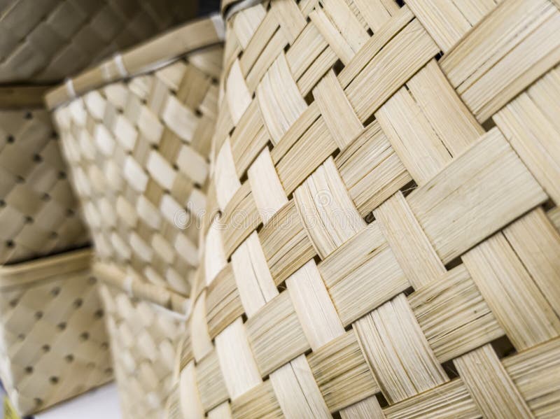 Wicker Baskets of Rice Fiber Close Up Stock Photo - Image of closeup ...