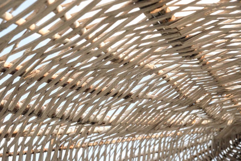 Wicker Beach Umbrellas by the Sea. VIP Recreation Concept Stock Image ...