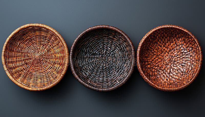 Wicker Bowl with Woven Pattern, Empty Stack Shape Generated by AI Stock ...