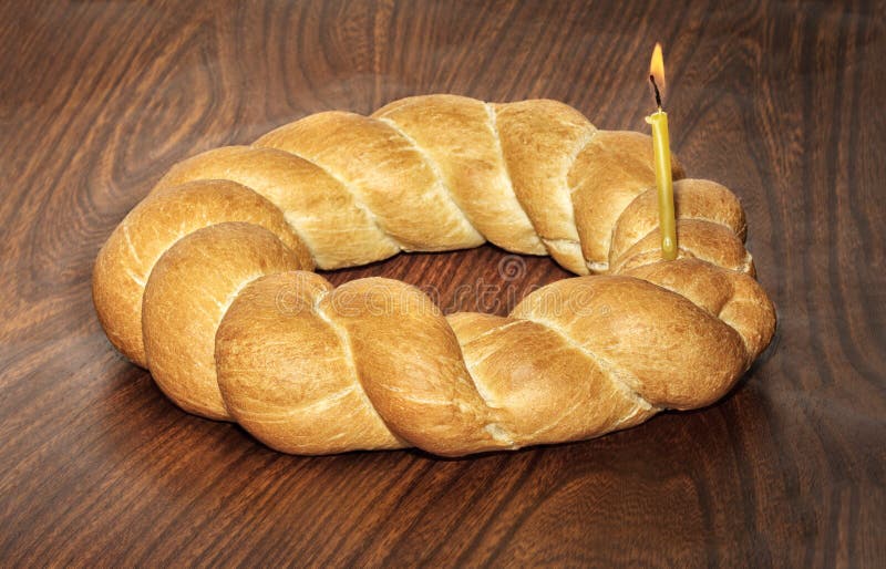 Wicker Bread and a Burning Candle Stock Photo - Image of bread, fresh ...