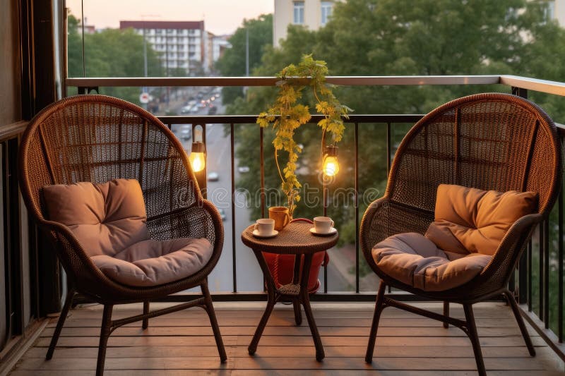 Wicker Chairs and Table. Terrace Furniture Stock Illustration ...