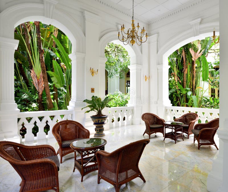 Relaxing Seating for a Meeting Stock Image - Image of raffles, style ...