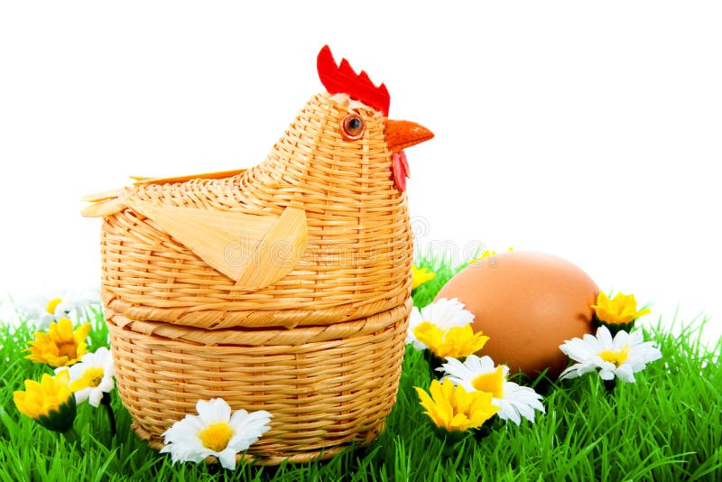 A Wicker Chicken and an Egg Stock Photo - Image of flower, chicken ...
