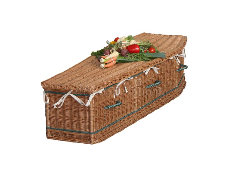 Wicker Coffin. stock image. Image of ribbons, coffin, bouquet - 9723971