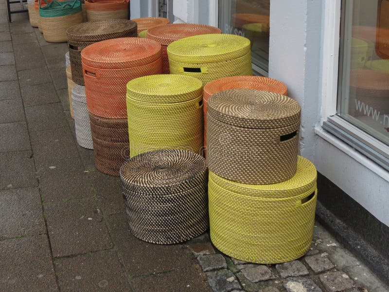 Wicker cylinder boxes stock image. Image of hipster - 138858049