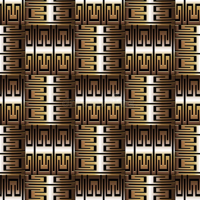 Wicker 3d Greek Vector Seamless Pattern. Braided Surface Ornament ...