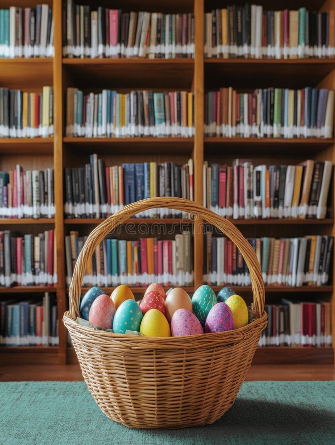 Easter Basket of Books stock image. Image of library - 359060629