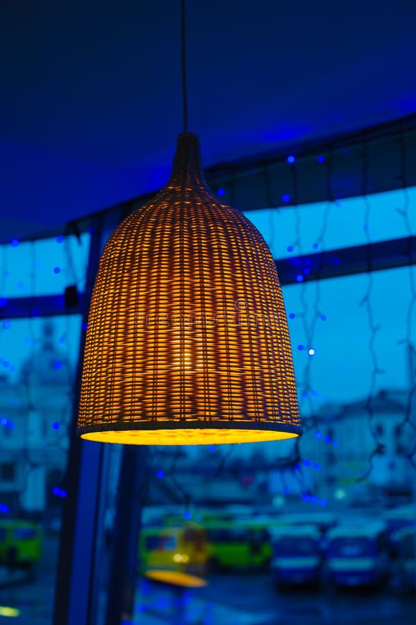 Wicker Lamp in the Interior Stock Photo - Image of illumination ...