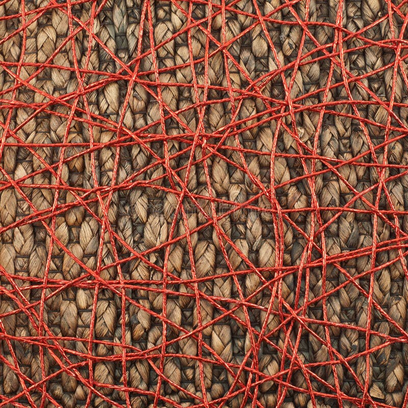 Wicker Mat Covered with Red Thread Stock Photo - Image of natural ...