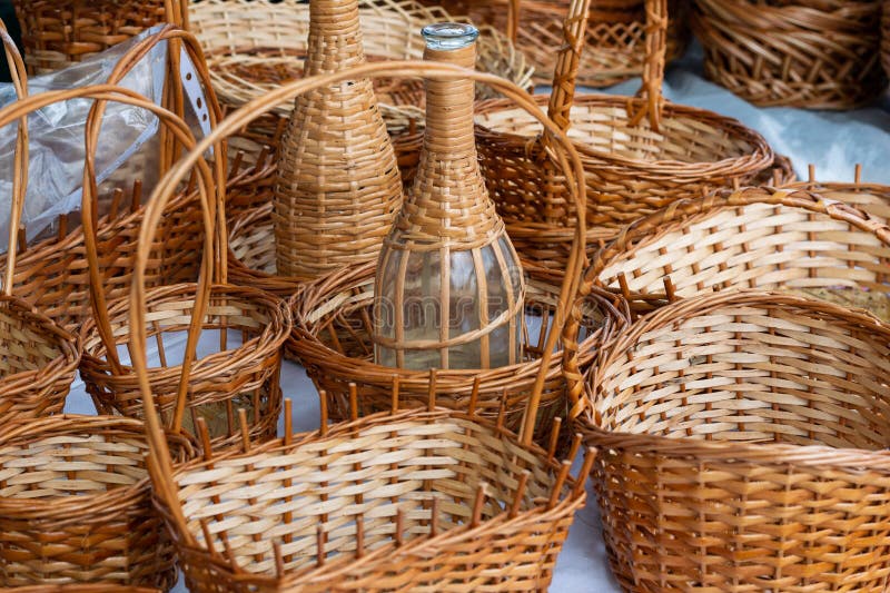 Wicker Objects, Baskets, Glass, Handmade by a Folk Craftsman, Product ...