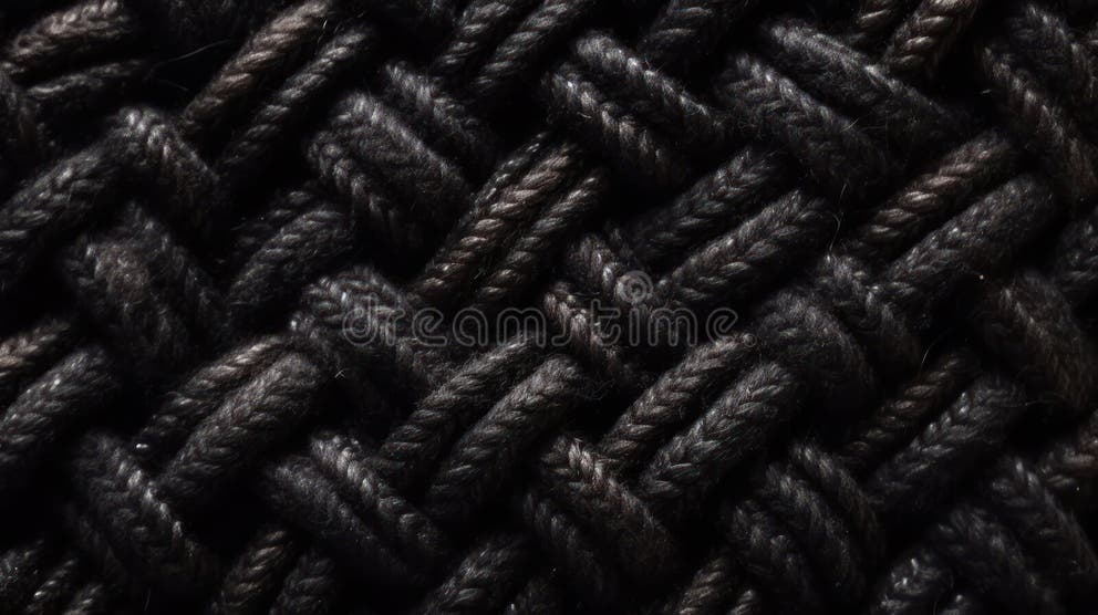 Wicker Patterned Wool: a Macro View of Textile Texture on Black ...