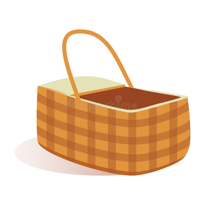 Wicker Picnic Basket Cartoon Hamper Box Straw Icon Stock Vector ...