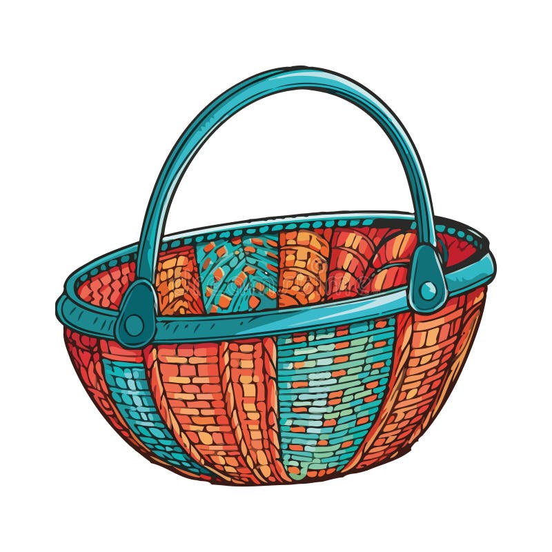 Wicker Picnic Basket with Handle Icon Stock Vector - Illustration of ...