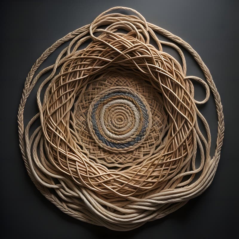 Wicker Rope Isolated on Black Background. Generative Ai Stock ...
