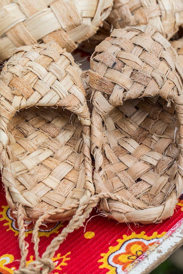 The Wicker Shoes of the Rural Population of Russia. Stock Photo - Image ...
