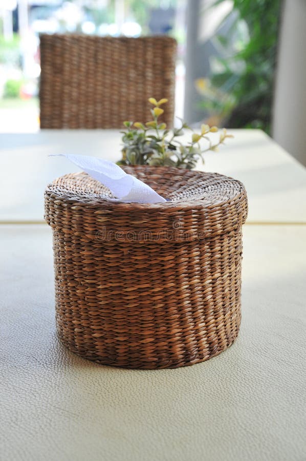 Wicker Tissue Box put stock image. Image of white, wattle - 43010139