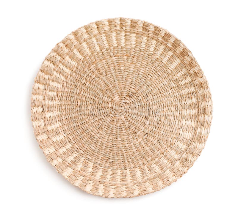 Wicker Wall Decor Element Isolated on White, Top View Stock Photo ...