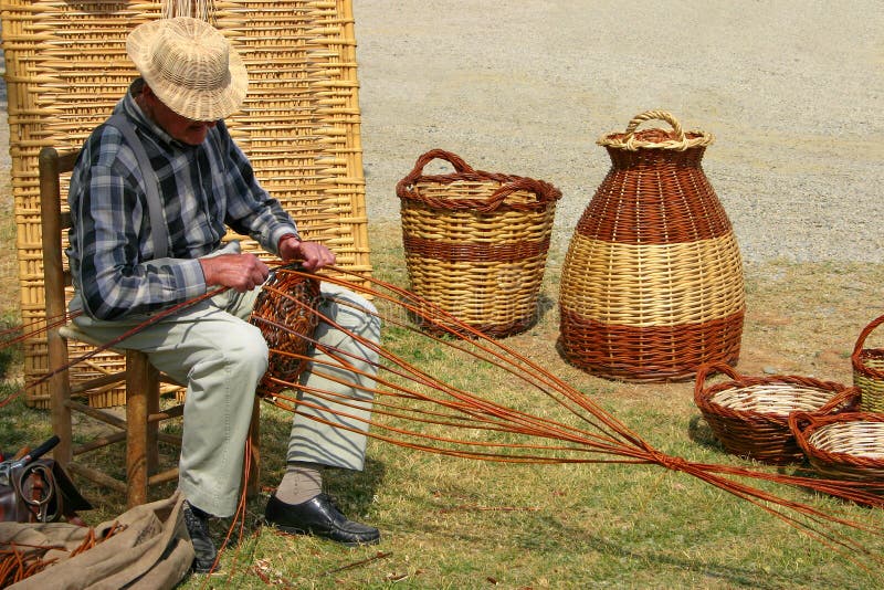 Wickerworker stock photo. Image of working, ancient, basketwork - 870912